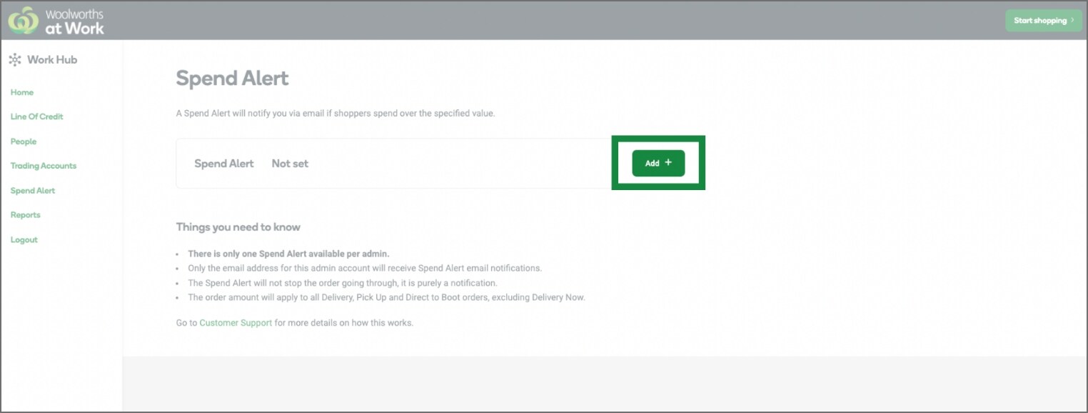 How to set up a spend alert | Woolworths At Work